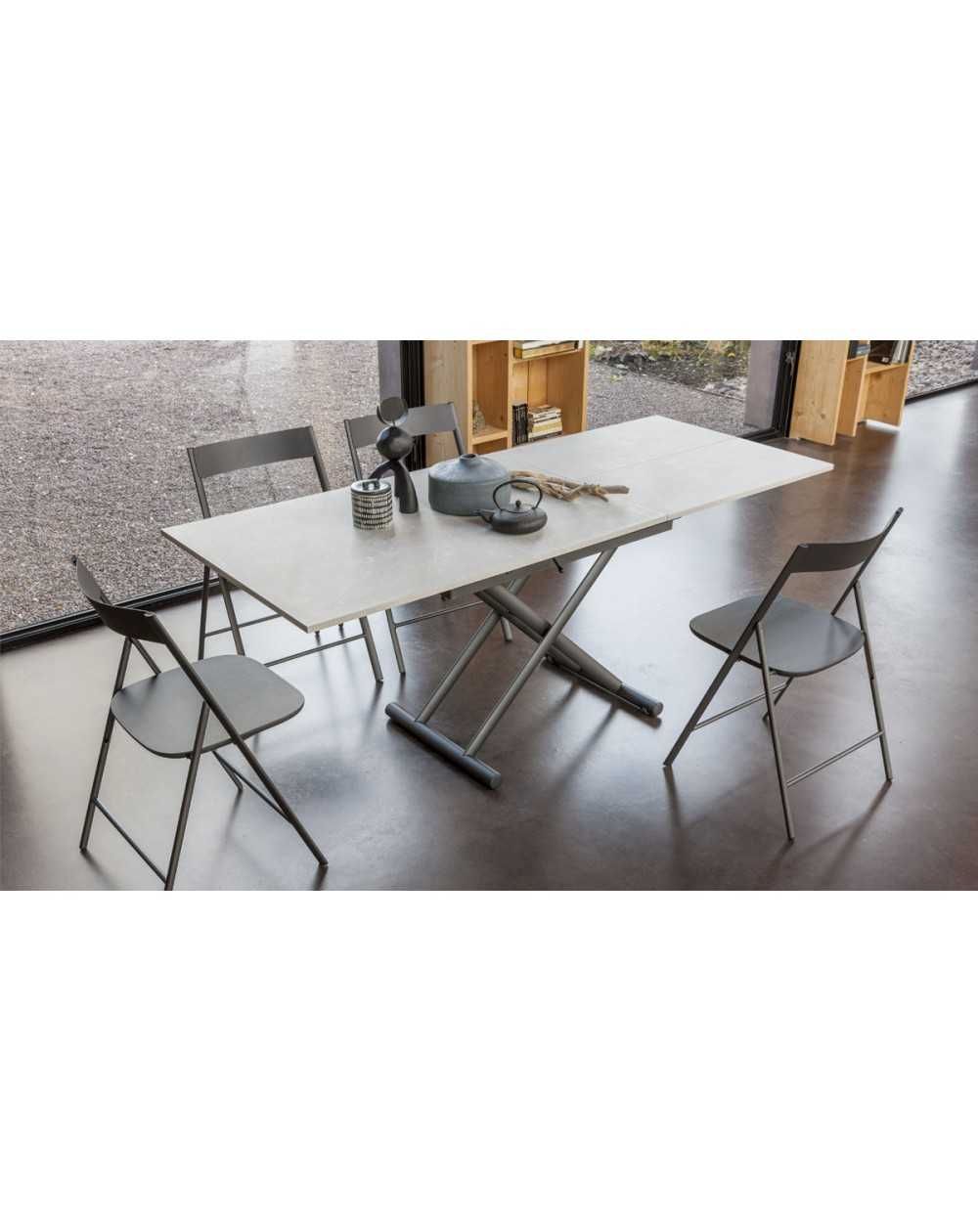 Table basse relevable extensible Sirio de Altacom ALT - Pieds M01 Inox ...