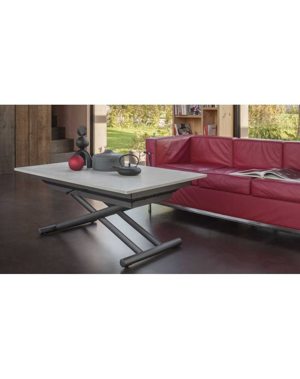 Table basse relevable extensible Sirio de Altacom ALT - Pieds M01 Inox ...