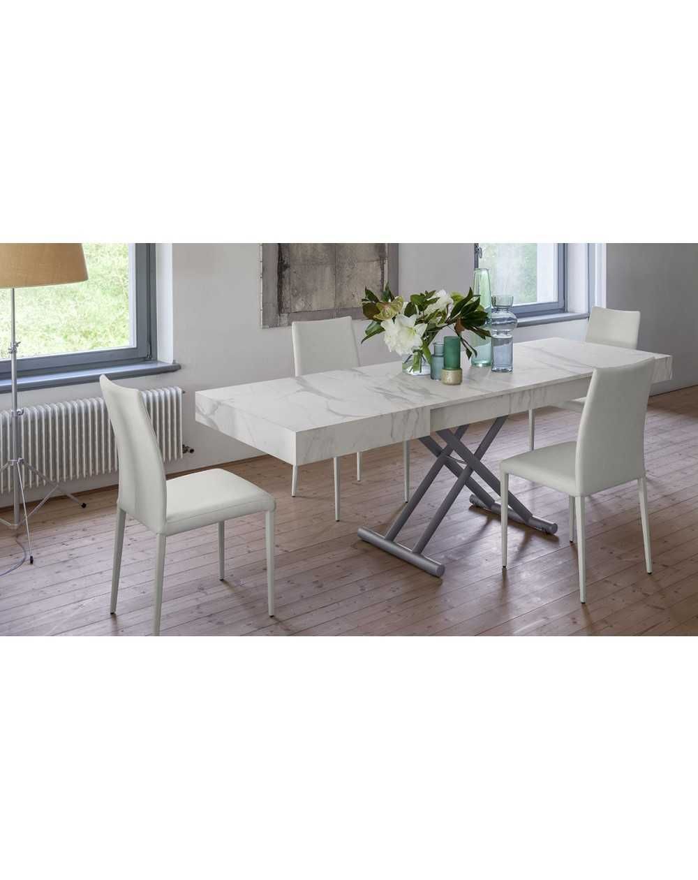 Table relevable Ulisse ALT - Pieds M01 Inox ALT - Melamine N20